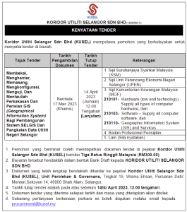 Tender & Sebutharga - Koridor Utiliti Selangor